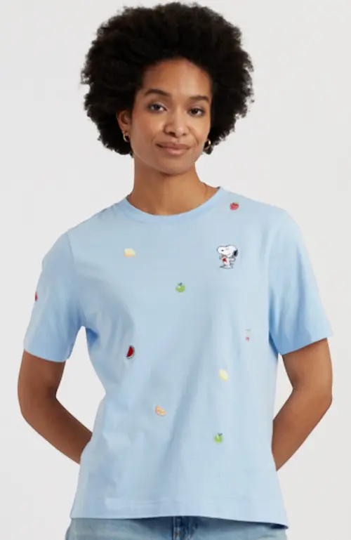 Chinti & Parker Cotton Snoopy Fruit T-shirt - Light Blue