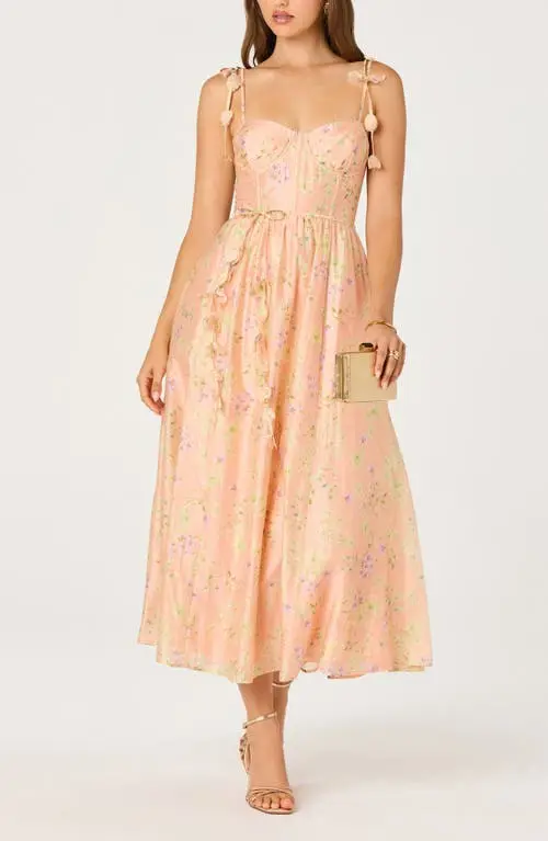 Astr The Label Halcyon Floral Print A-line Dress - Peach Floral