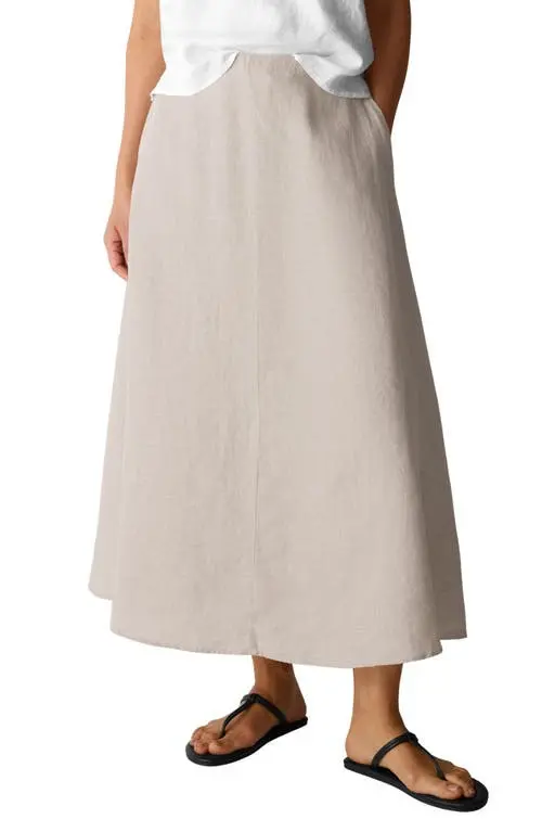 Eileen Fisher A-line Organic Linen Midi Skirt - Undyed Natural