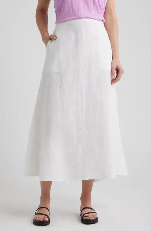 Eileen Fisher A-line Organic Linen Midi Skirt - White