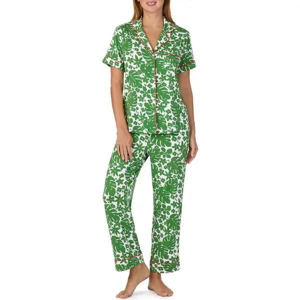Kate Spade New York Print Crop Pajamas - Green Floral