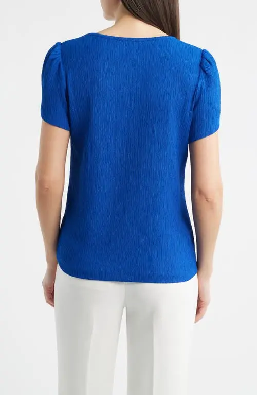 Anne Klein Tulip Sleeve Pebble Knit Top - Santorini Blue