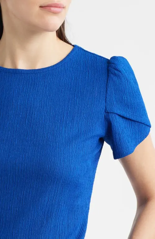 Anne Klein Tulip Sleeve Pebble Knit Top - Santorini Blue
