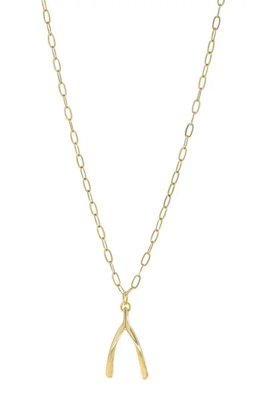 MARLYN SCHIFF Willa Wishbone Pendant Necklace - Gold Plated
