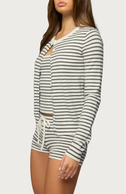 EDIKTED Striped Cardigan - Cream
