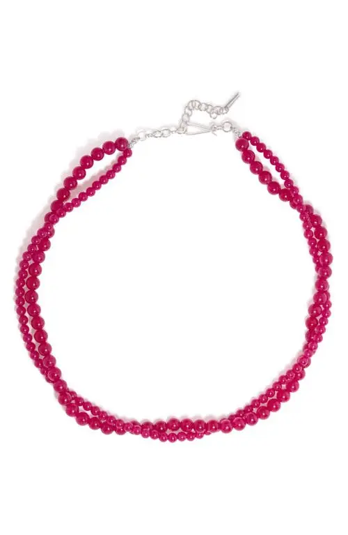 Completedworks Chalcedony Beaded Collar Necklace - Pink