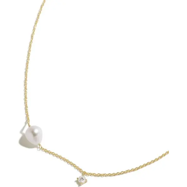 Completedworks Freshwater Pearl And Cubic Zirconia Chain Necklace - Gold Plated/pearl