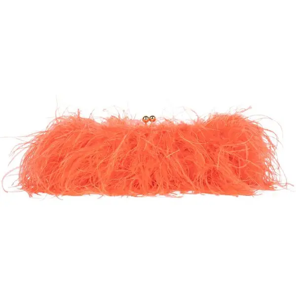 Jeffrey Campbell Feather Clutch - Coral Combo