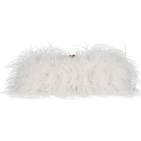 Jeffrey Campbell Feather Clutch - White Combo