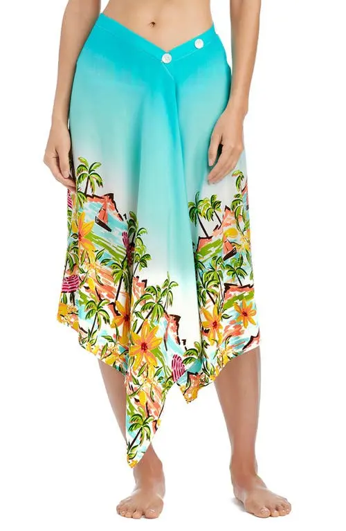 BLEU BY ROD BEATTIE Tropical Print Button Pareo - Cool