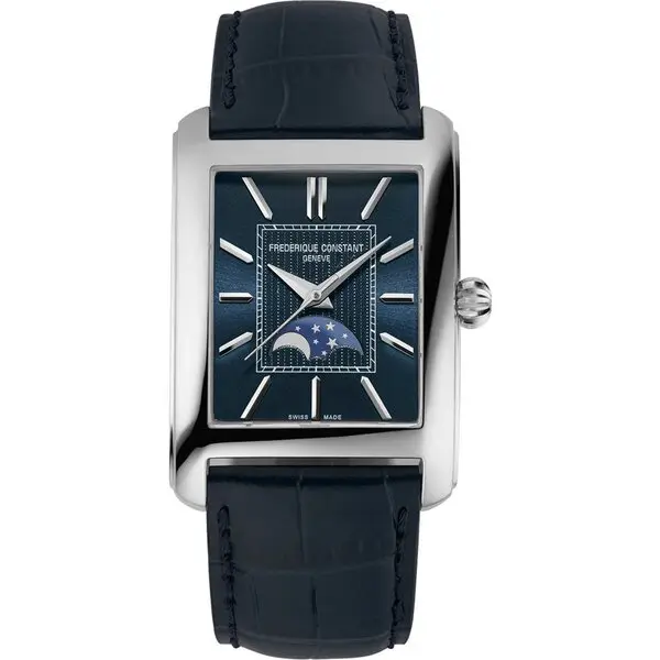 FREDERIQUE CONSTANT Classics Carrée Moonphase Automatic Tank Strap Watch - Blue