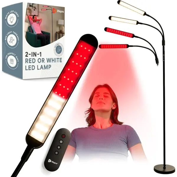 LIFEPRO Red Light Therapy Lamp & Reading Lamp 850nm & 660nm Near Infrared Light For Body - Dual Head