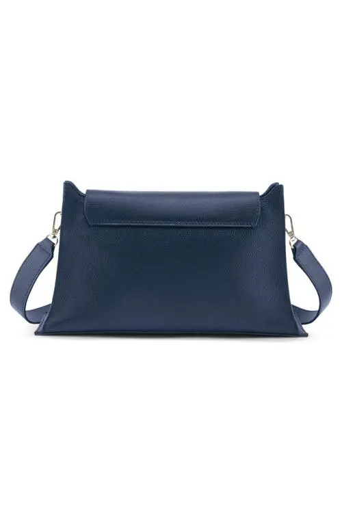 BEHNO Winnie Pebble Leather Shoulder Bag - Navy
