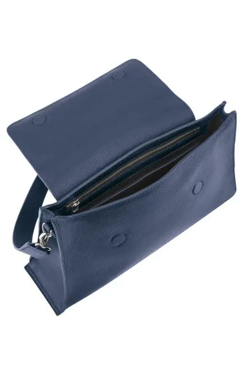 BEHNO Winnie Pebble Leather Shoulder Bag - Navy