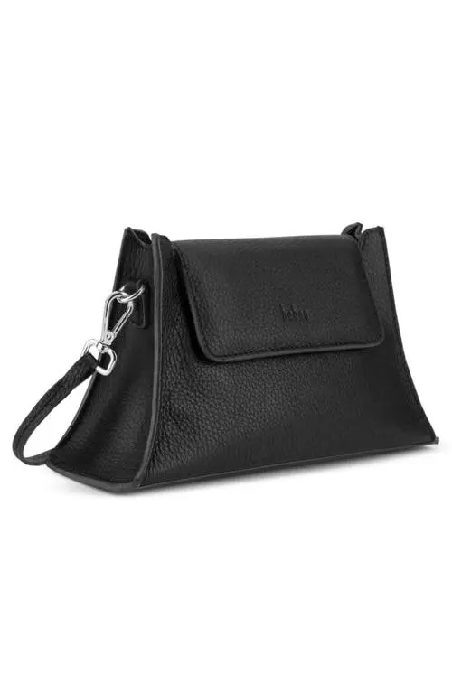 BEHNO Mini Winnie Pebble Leather Crossbody Bag - Black