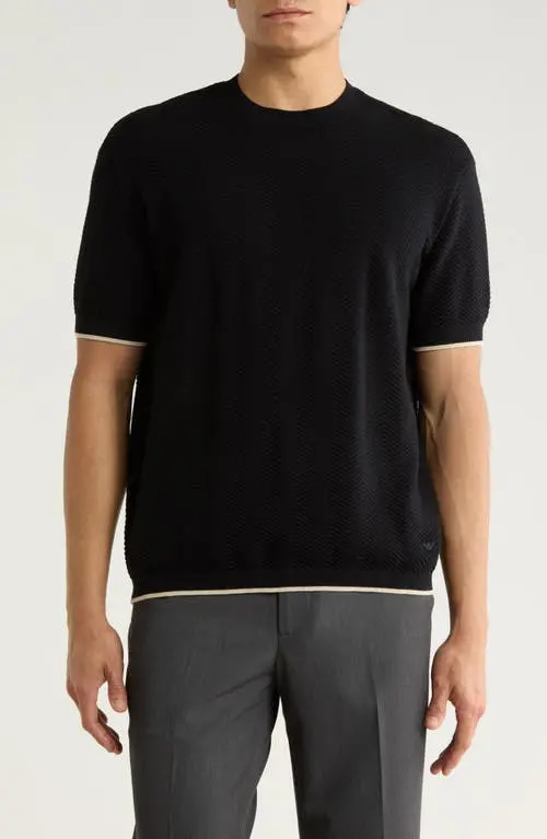 Emporio Armani Tipped Chevron Knit T-shirt - Navy