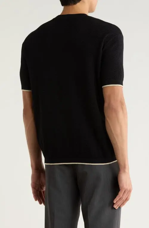 Emporio Armani Tipped Chevron Knit T-shirt - Navy