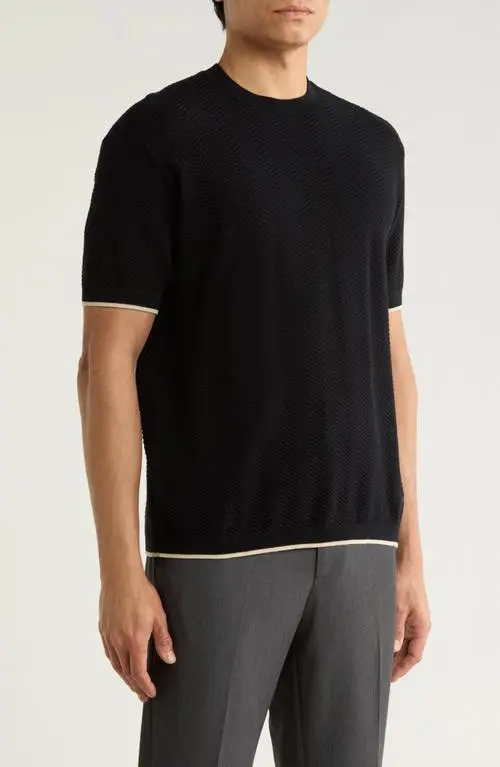 Emporio Armani Tipped Chevron Knit T-shirt - Navy