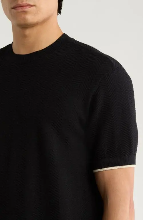 Emporio Armani Tipped Chevron Knit T-shirt - Navy