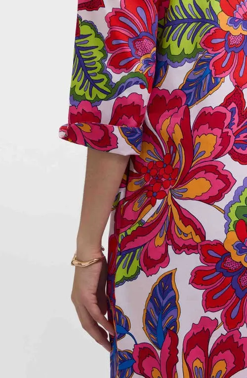 Foxcroft Cotton Shift Dress - Pink/white Multi