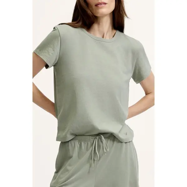 PETITE PLUME Pima Cotton Crewneck Pajama Top - Green