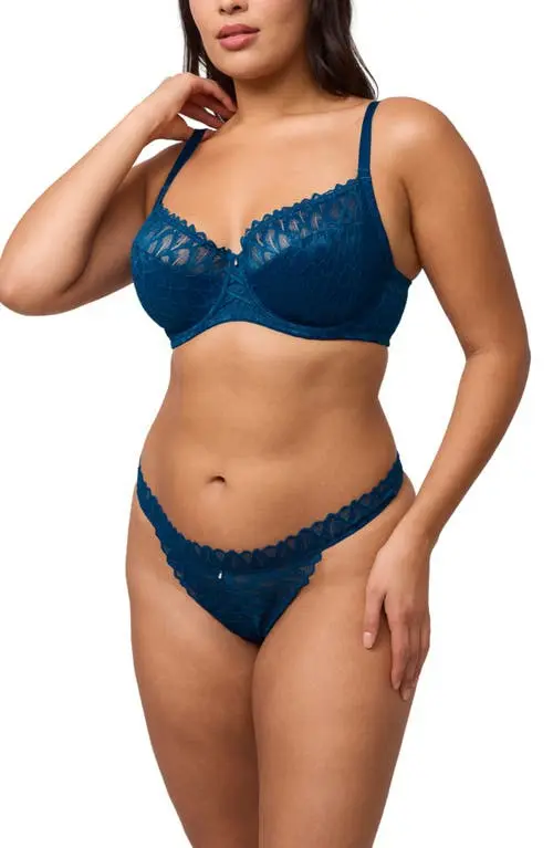 MONTELLE INTIMATES Muse Underwire Full Cup Lace Bra - Peacock