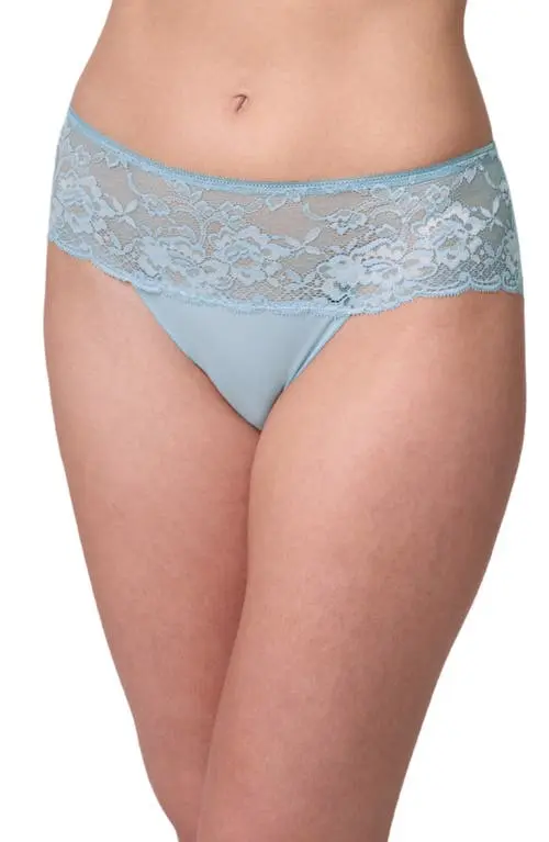 MONTELLE INTIMATES Nudies Floral Lace Trim Hipster Panties - Dewdrop/chantilly