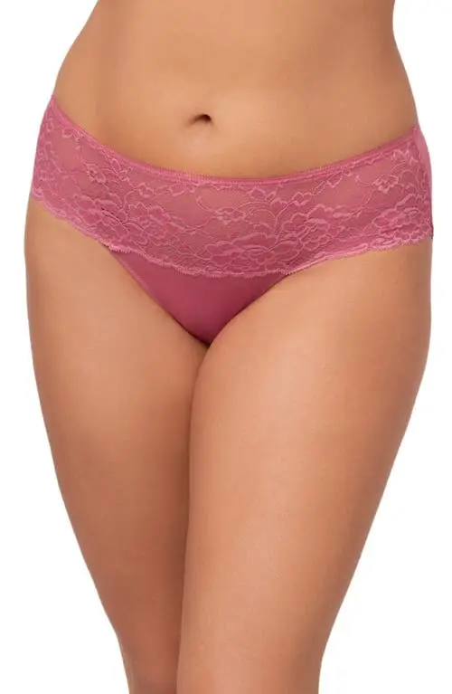MONTELLE INTIMATES Nudies Floral Lace Trim Hipster Panties - Lipstick