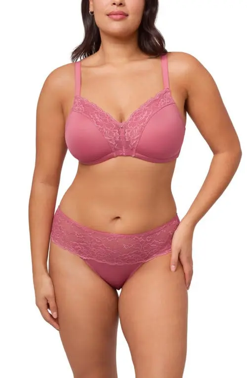 MONTELLE INTIMATES Nudies Floral Lace Trim Hipster Panties