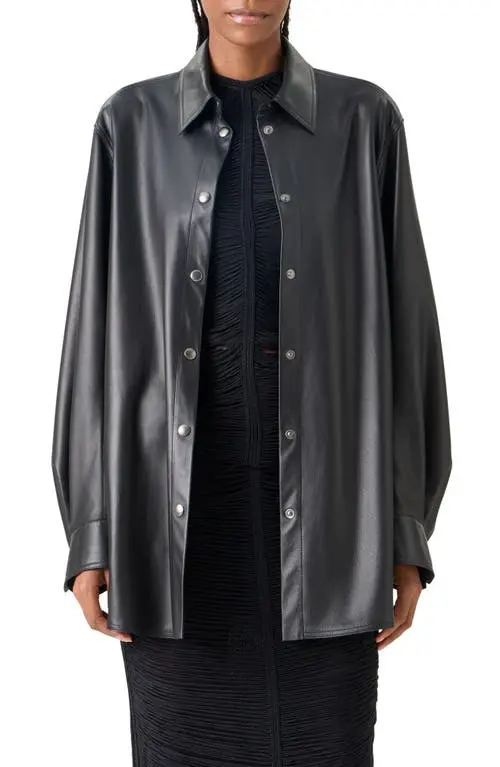 Akris Oversized Lambskin Leather Overshirt