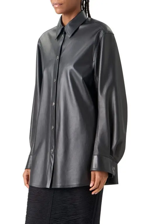 Akris Oversized Lambskin Leather Overshirt