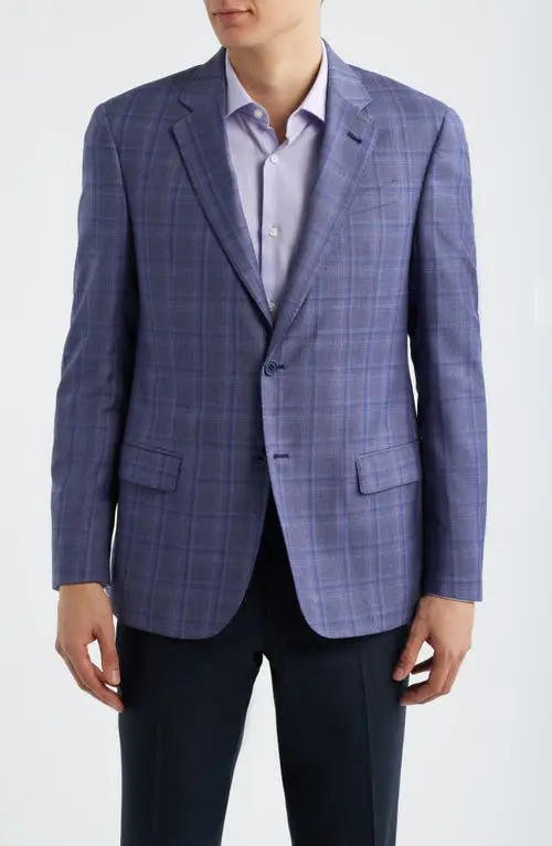 Emporio Armani Purple & Grey Check Virgin Wool Sport Coat - Plum