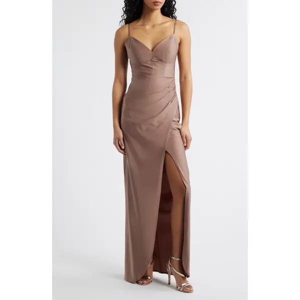 EMERALD SUNDAE Jersey Column Gown
