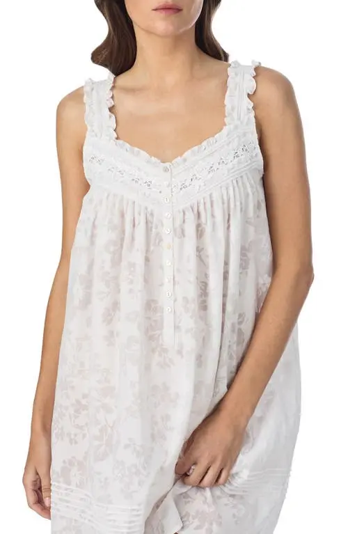 Eileen West Floral Sleeveless Cotton Blend Chemise
