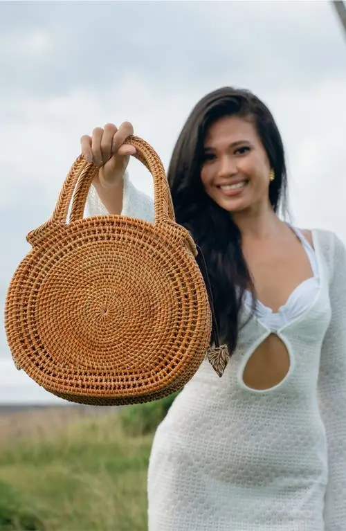 JELAVU Sidney Rattan Satchel - Natural