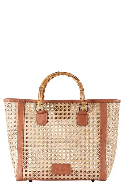 JELAVU Medium Bristol Rattan Tote - Tan