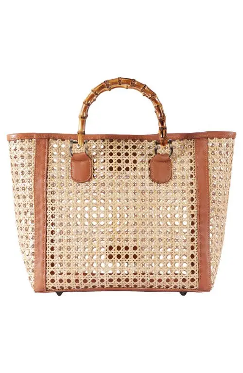 JELAVU Medium Bristol Rattan Tote - Tan