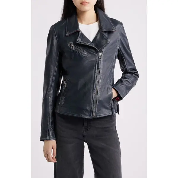 Mauritius Betsy Leather Jacket - Navy
