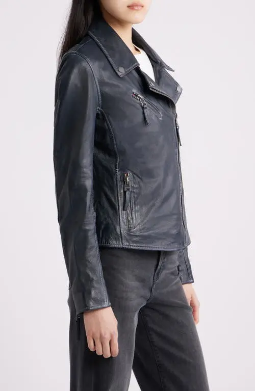 Mauritius Betsy Leather Jacket - Navy