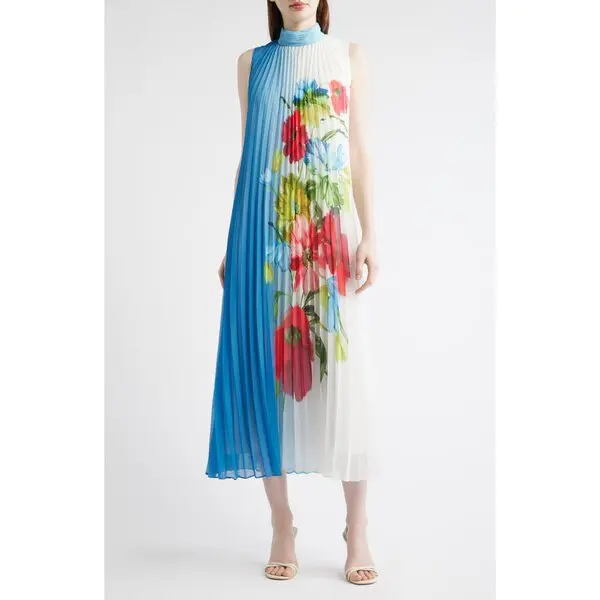 Elie Tahari The Reilley Pleated Maxi Dress