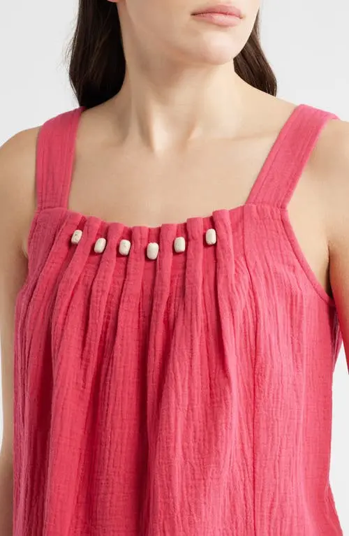 CITY BLUES Beaded Sleeveless Top - Bright Rose