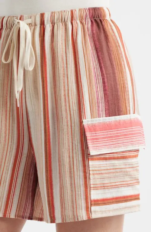 CITY BLUES Striped Bermuda Drawstring Shorts