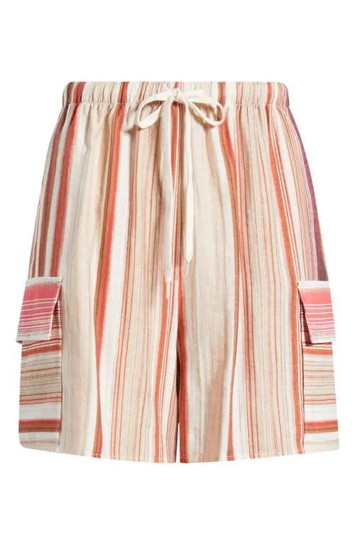 CITY BLUES Striped Bermuda Drawstring Shorts
