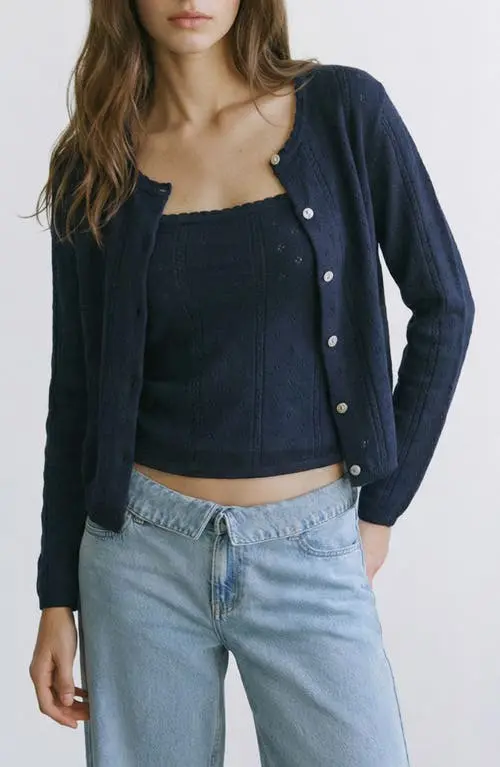 Mango Pointelle Cotton Cardigan