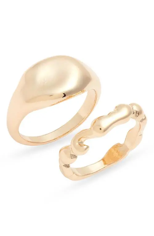 OPEN EDIT Set Of Two Organic Shape Rings - Gold