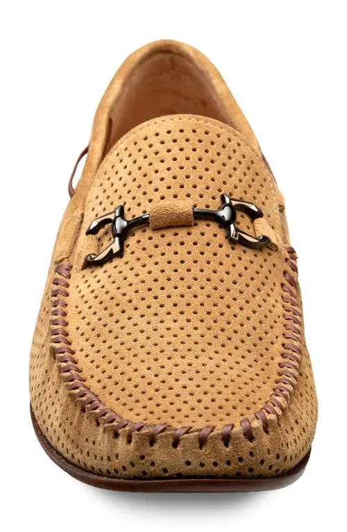 Mezlan Tarraco Perforated Suede Loafer - Camel