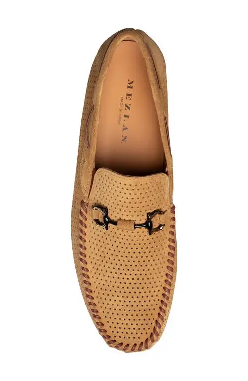 Mezlan Tarraco Perforated Suede Loafer - Camel