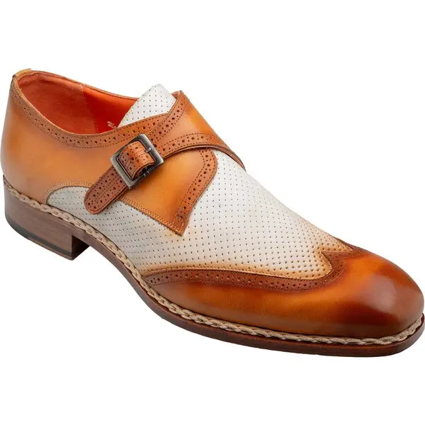 Mezlan Blanes Monk Strap Shoe - Camel/bone