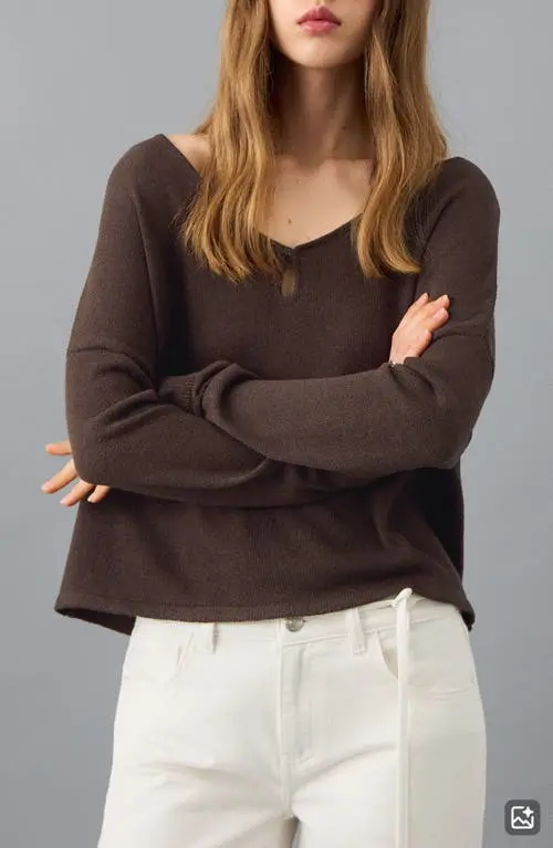 Mango Semisheer V-neck Crop Sweater