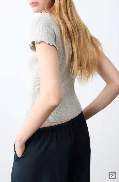 Mango Short Sleeve Rib Top